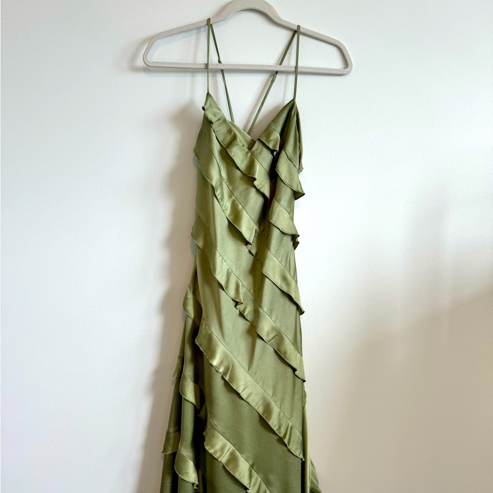 Moss Green Ruffle Maxi Dress - Gem